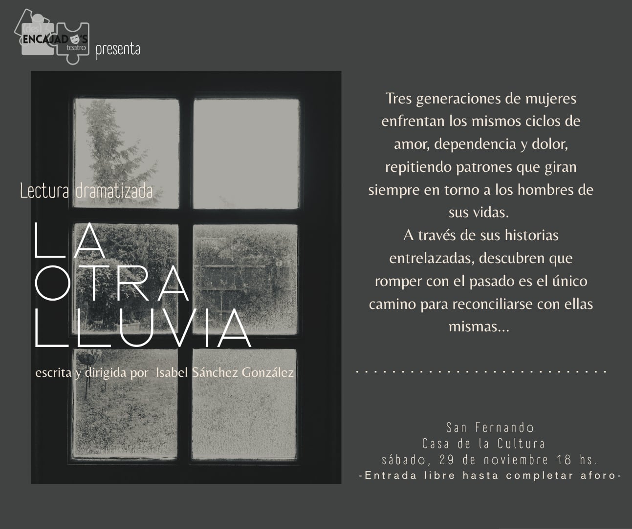 Desencajados Teatro presenta la lectura dramatizada “La otra lluvia ...